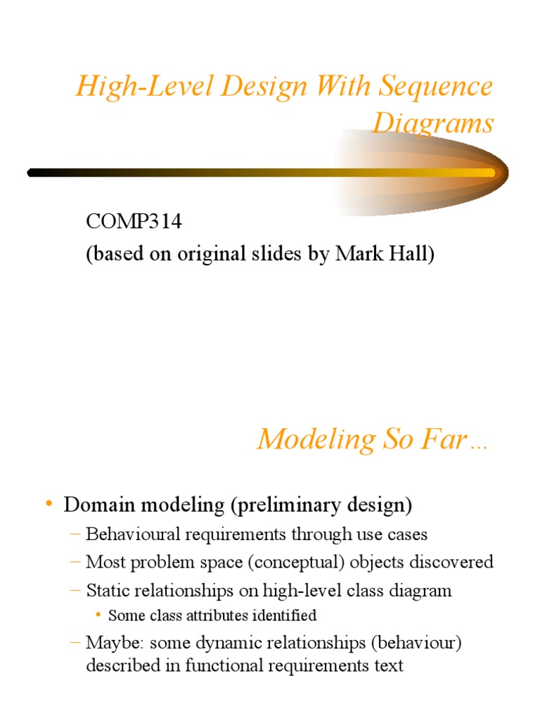 High-Level Design With Sequence Diagrams: COMP314 (Based On Original ...
