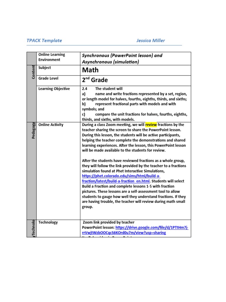 Tpack Online Learning Lesson | PDF | Educational Technology | Education ...