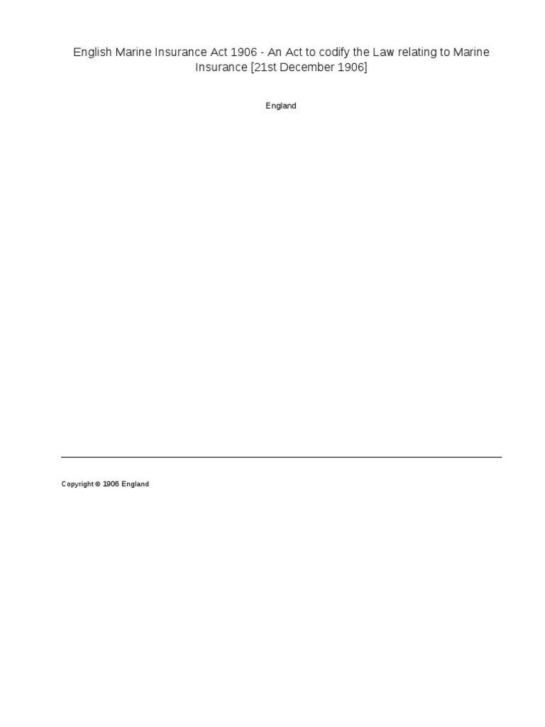 Mia 1906 | PDF | Insurance | Contract Law