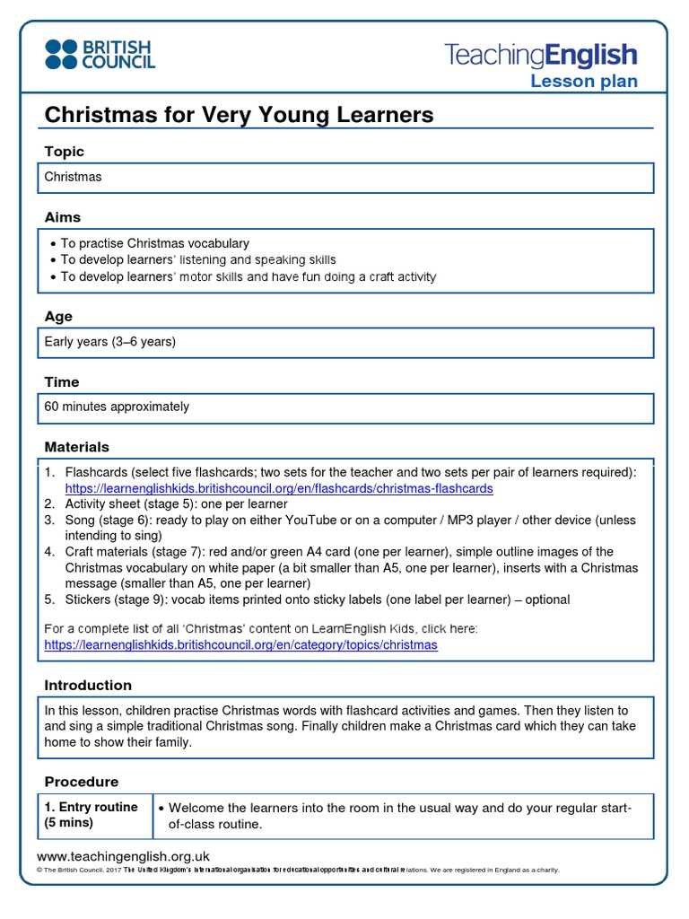 Teaching Kids Lesson Plan Christmas For Very Young Learners PDF | PDF ...
