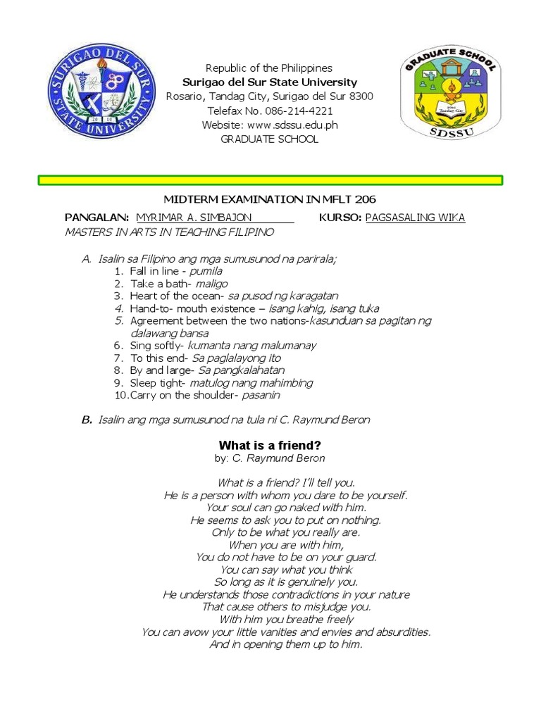 MASTERAL MIDTERM Examination | PDF