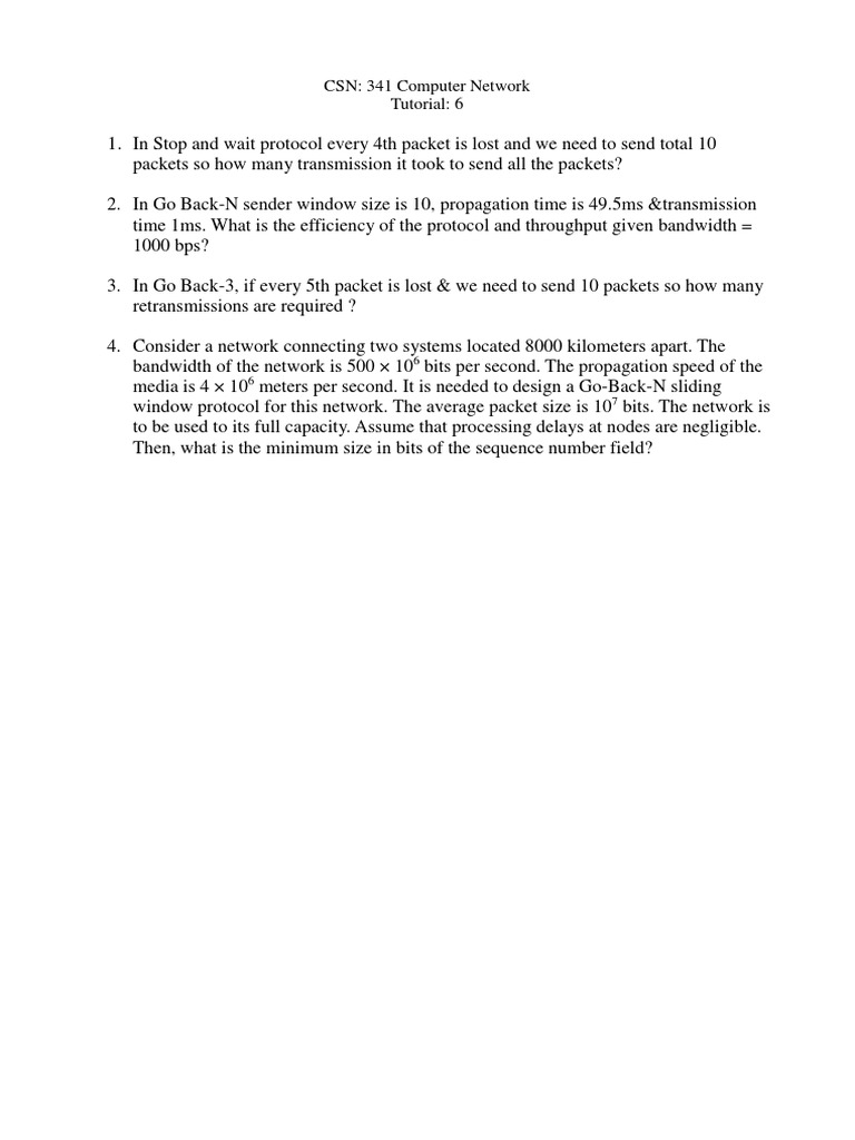 CSN: 341 Computer Network Tutorial: 6 | PDF