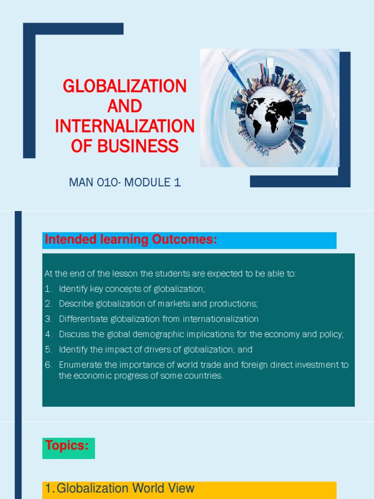 Globalization and Internalization of Business | PDF | Foreign Direct ...