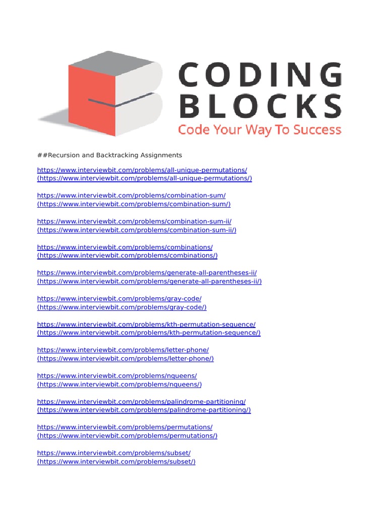 ##Recursion and Backtracking Assignments | PDF | Theoretical Computer Science | Mathematical Logic