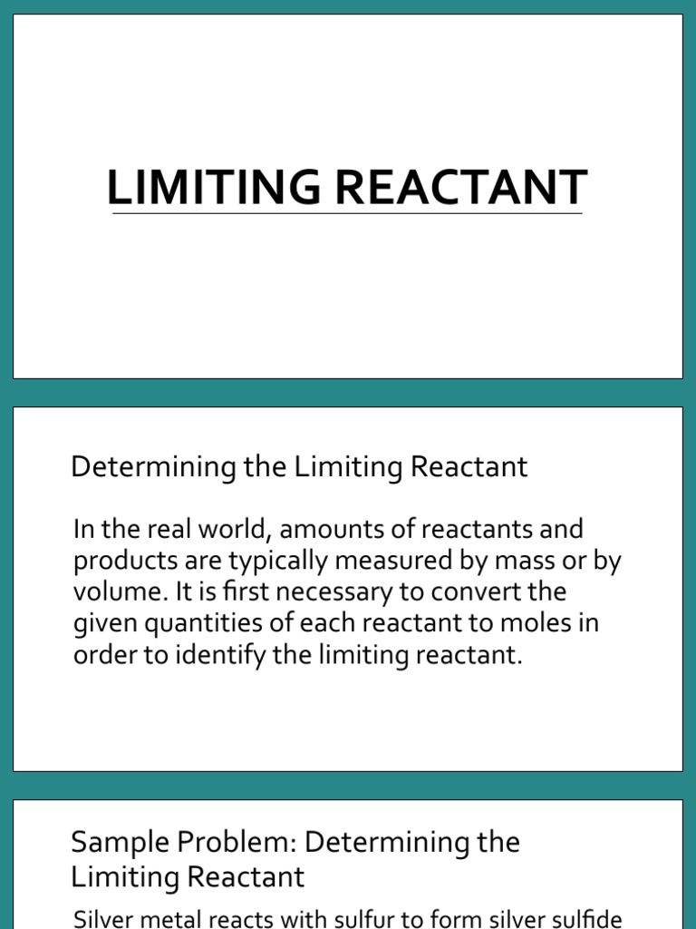 Chem - Limiting Reactant and Percent Yield | PDF | Stoichiometry | Mole ...