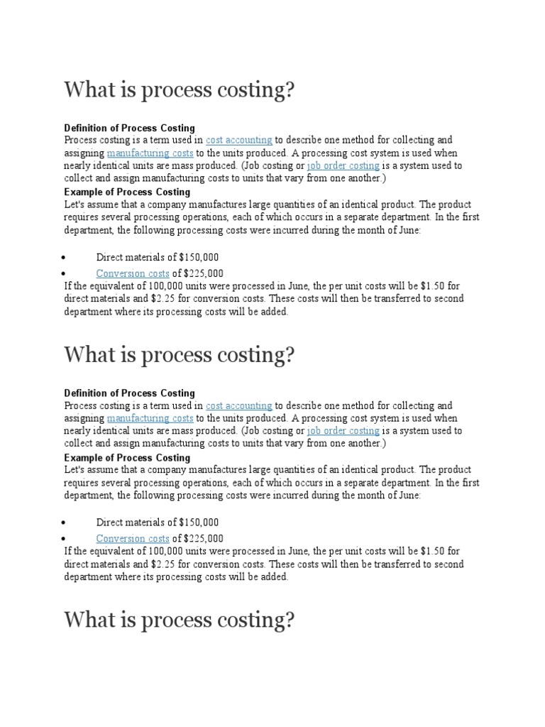 What Is Process Costing | PDF | Cost Accounting | Mass Production