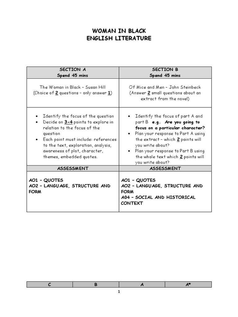 Woman in Black Revision Book | PDF