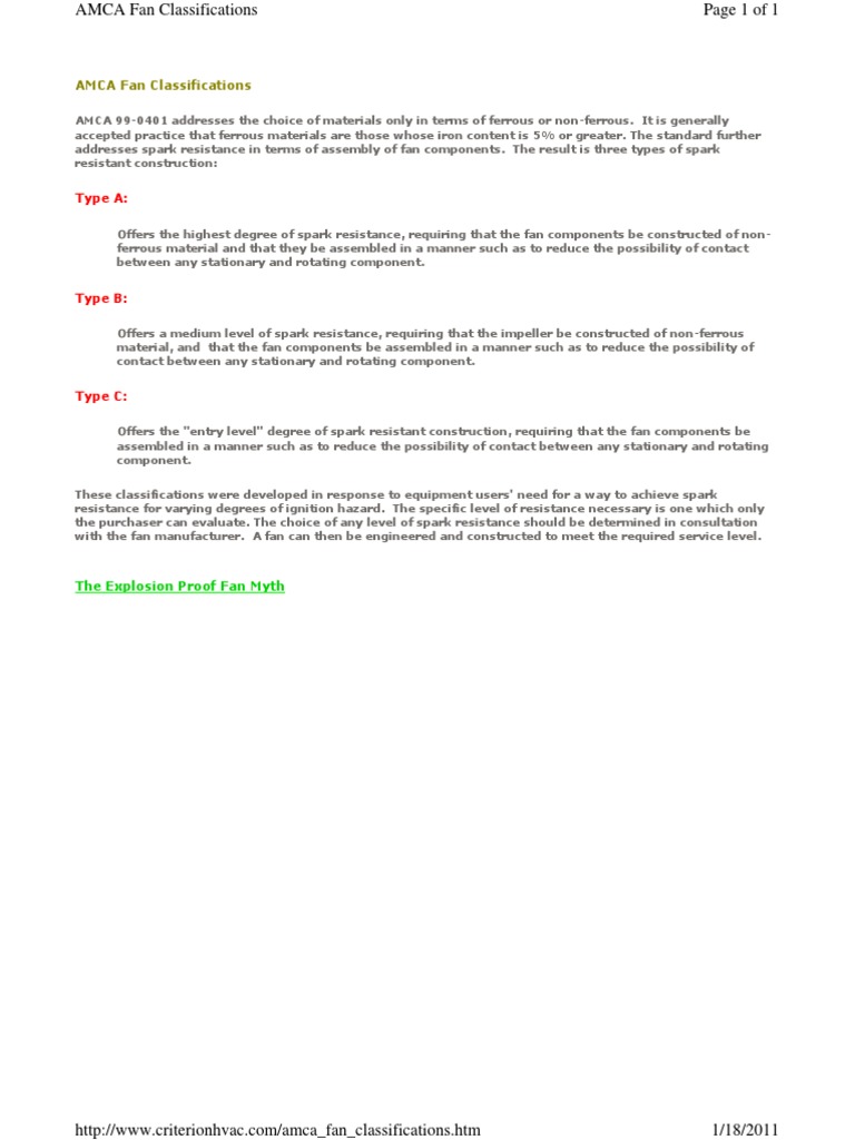 Amca Fan Classifications | PDF | Computers