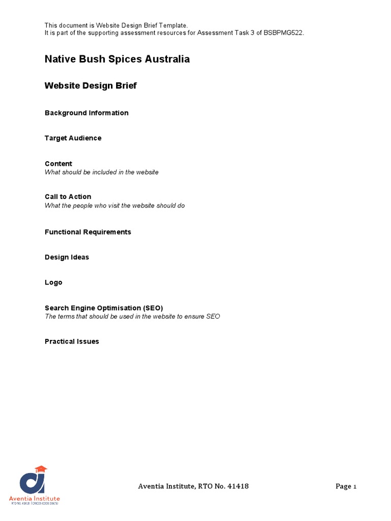 Website Design Brief Template | PDF