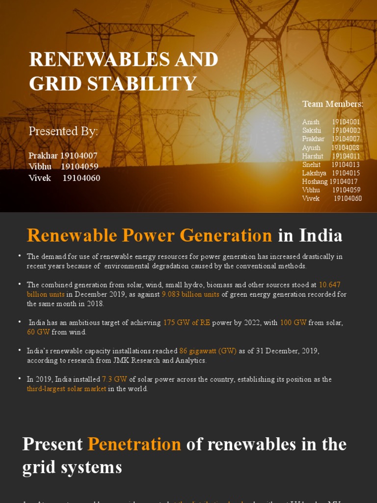 Renewables And Grid Stability Pdf Power Electronics Electrical Grid