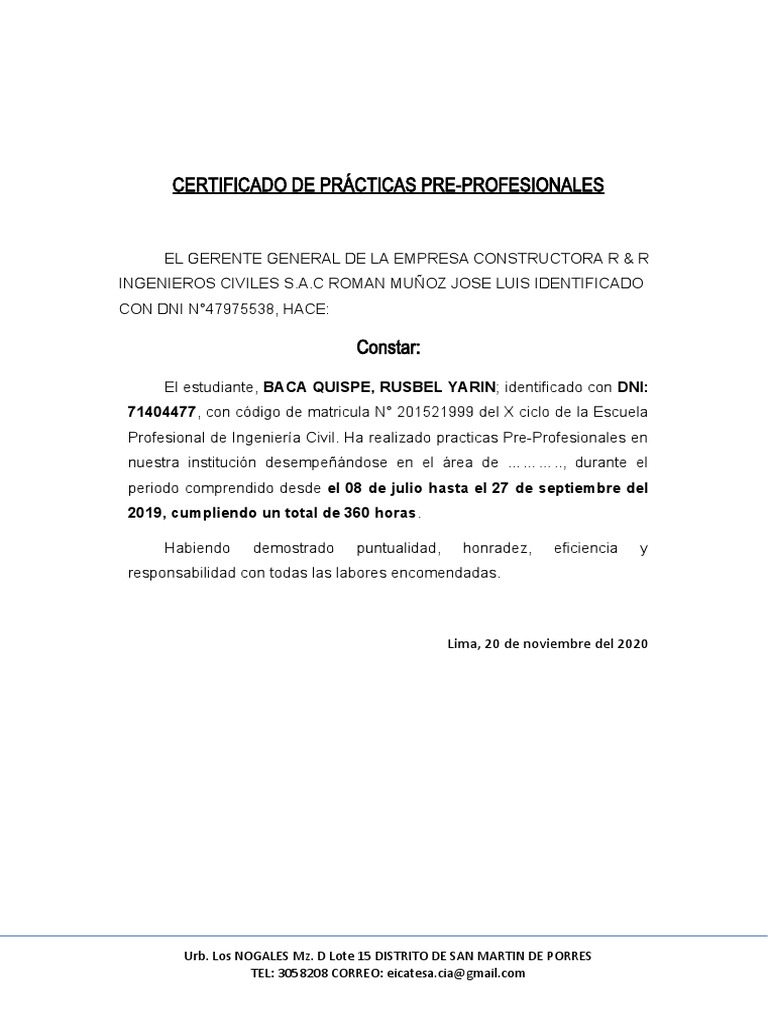 Constancia de Practicas | PDF