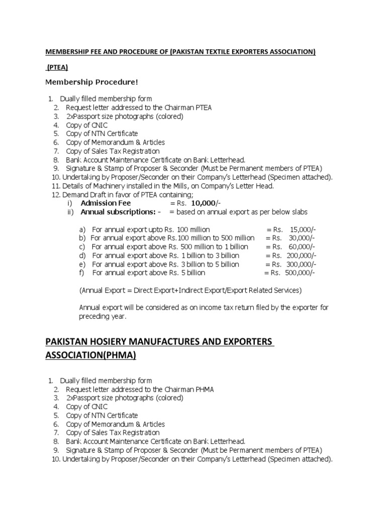 Membership Fee and Procedure | PDF | Economies | Payments