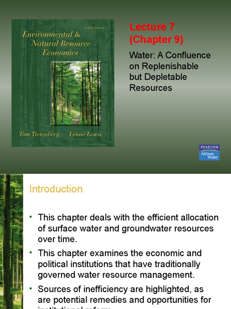 (Chapter 9) : Water: A Confluence On Replenishable But Depletable ...