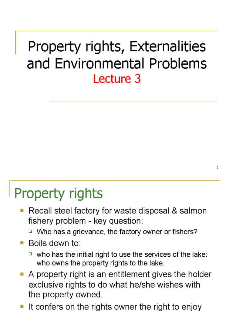 Property Rights, Externalities and Environmental Problems | PDF ...