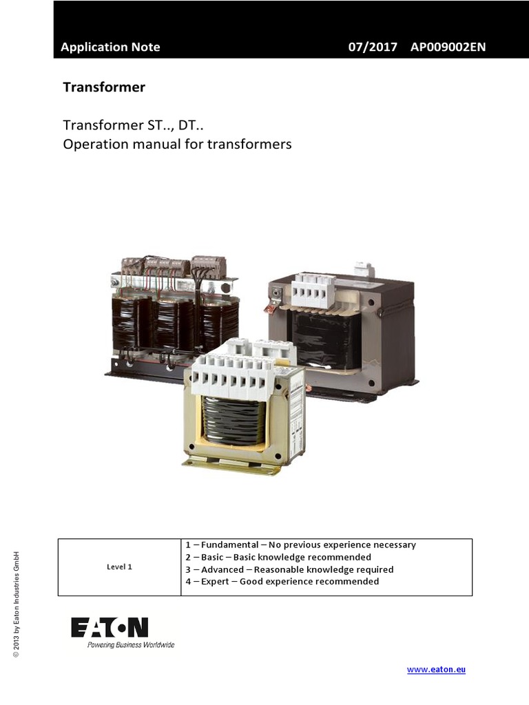 Transformer: Transformer ST.., DT.. Operation Manual For Transformers ...