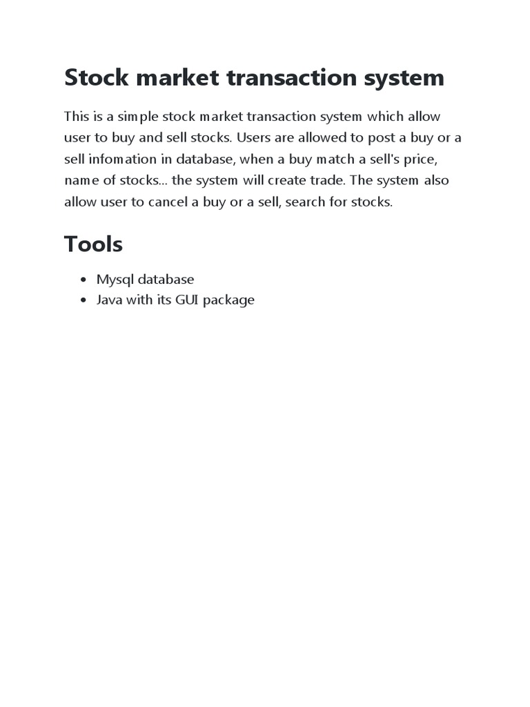 Stock Market Transaction System Guide | PDF