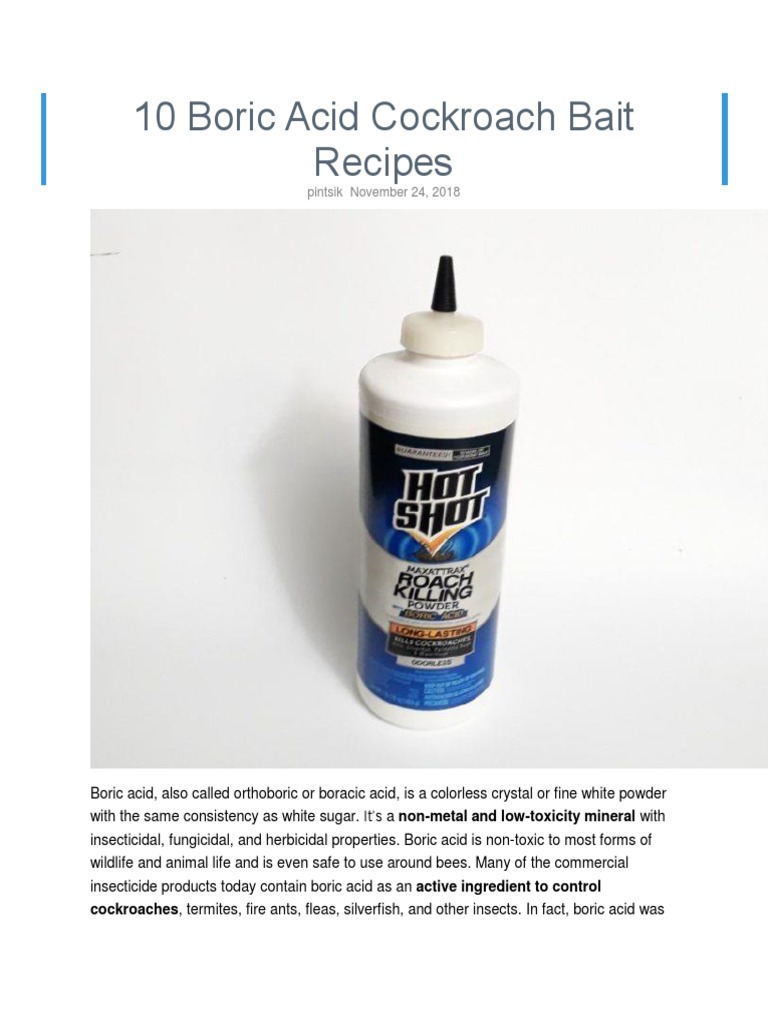 10 Boric Acid Cockroach Bait Recipes | PDF | Chemicals | Nature