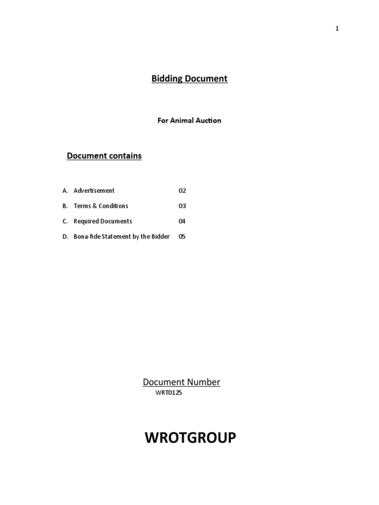 Bidding Documents For Animal Auction | PDF | Auction | Livestock Farming