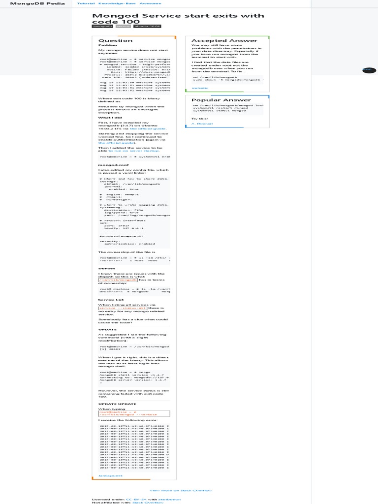 Solved Mongod Service Start Exits With Code 100 Mongodb Knowledge 3420