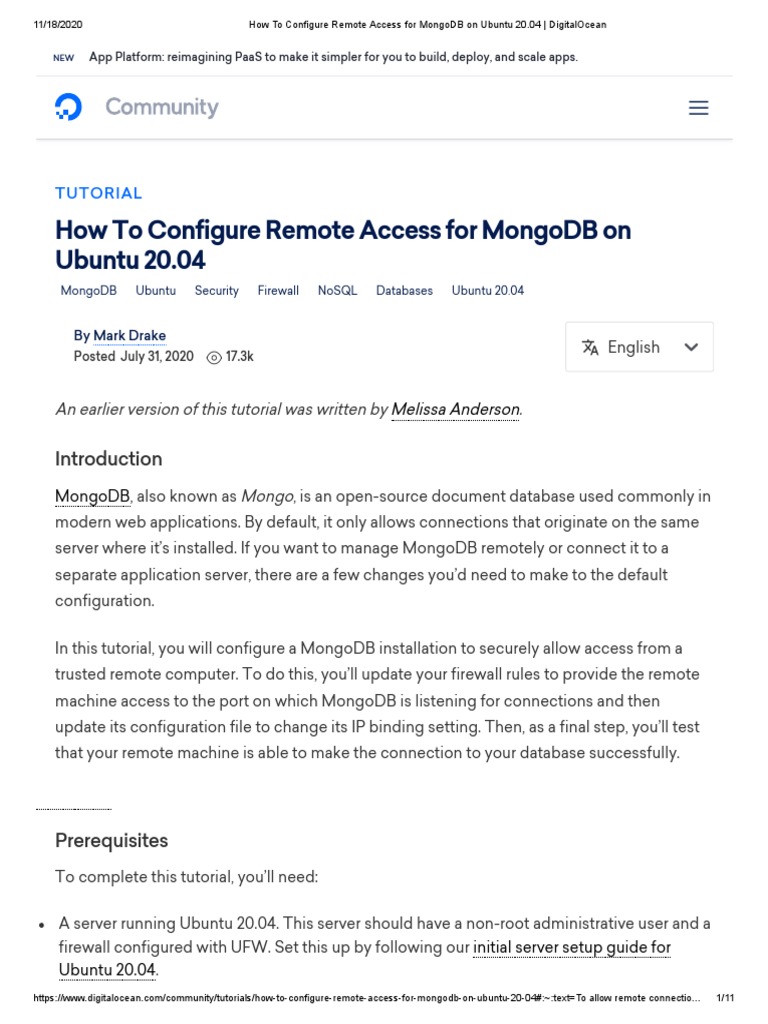 How To Configure Remote Access For Mongodb On Ubuntu 2004 Digitalocean Pdf Port Computer