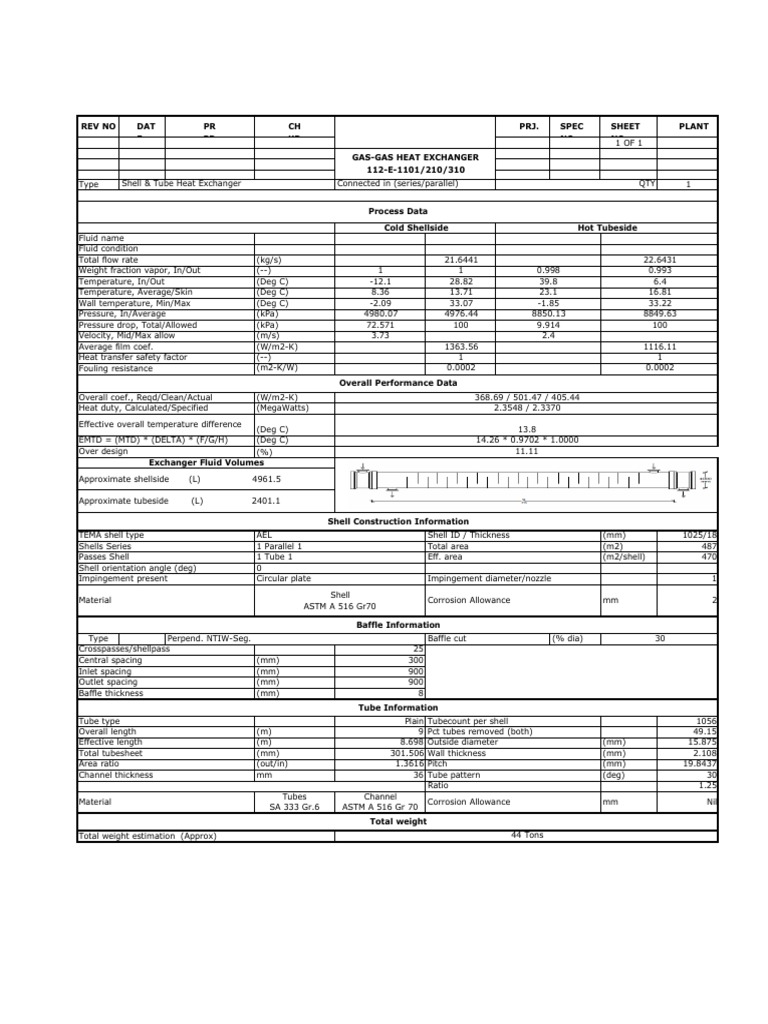 Data Sheet - Gas-Gas Heat Exchanger | PDF | Heat Exchanger | Transport ...