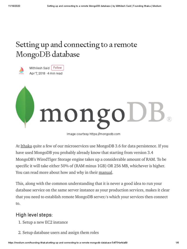 Setting Up and Connecting To A Remote MongoDB Database - by Mithilesh ...