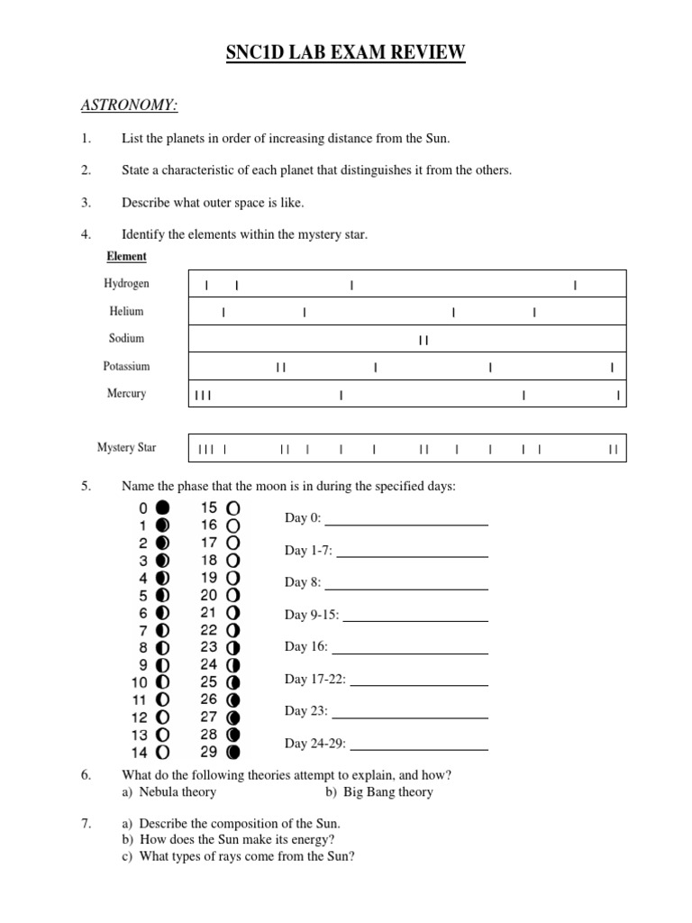 SNC1D Lab Exam Review | PDF | Food Web | Chemical Elements