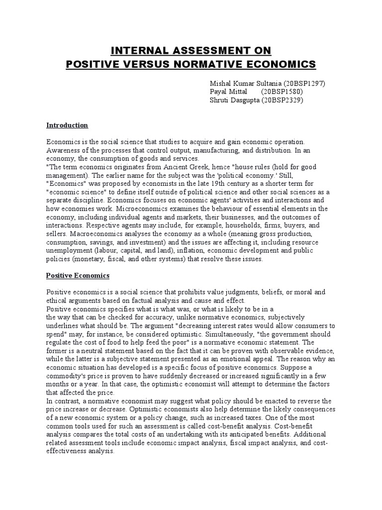 Economics: Positive vs Normative | PDF | Unemployment | Social Science