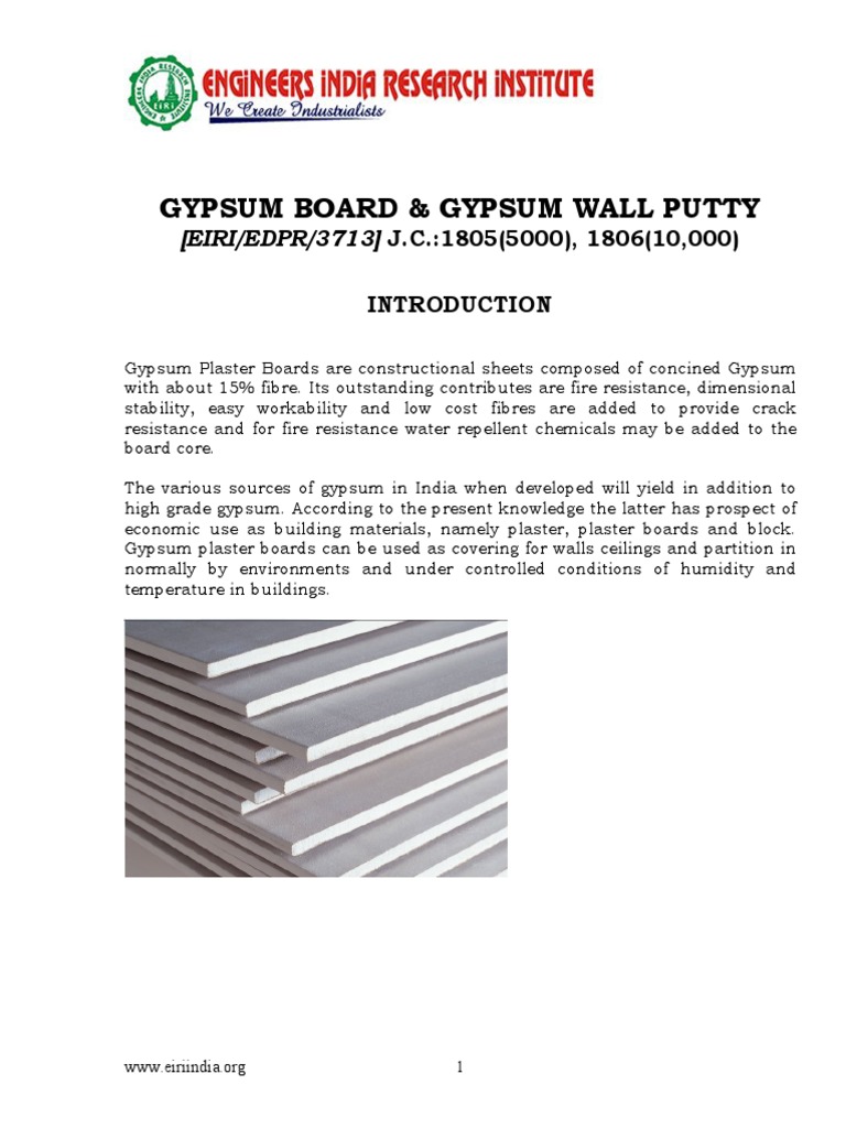 Project Report On Gypsum Board & Gypsum Wall Putty | PDF | Drywall ...