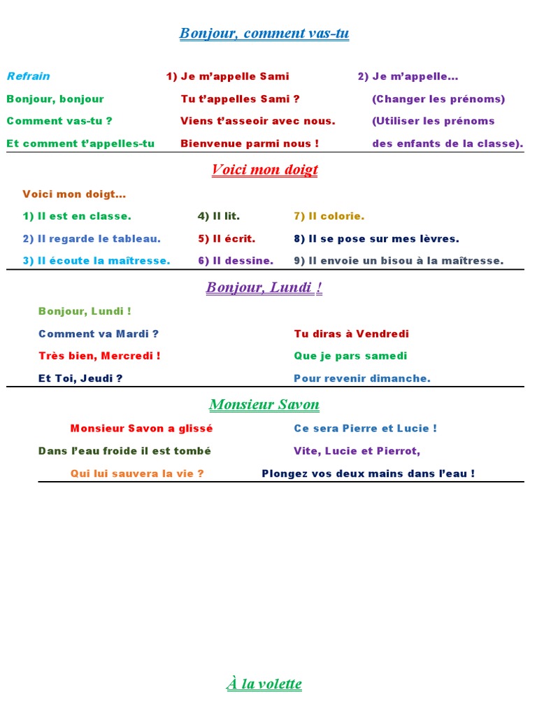 Poèmes et Chansons pour Enfants | PDF | Études des langues étrangères ...