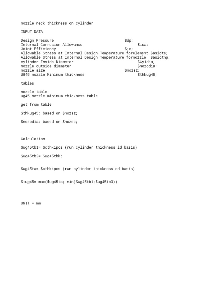 Ug-45 Nozzle Thickness | PDF