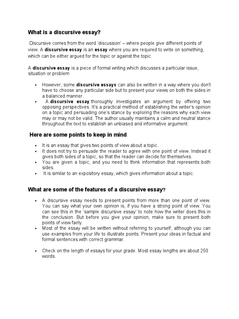 What Is A Discursive Essay? | PDF | Essays | Opinion