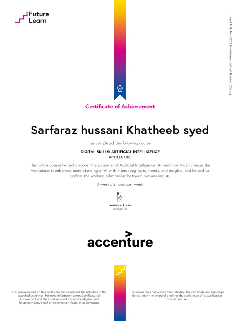 Artificial-Intelligence Certificate of Achievement p2bzqsq PDF | PDF ...