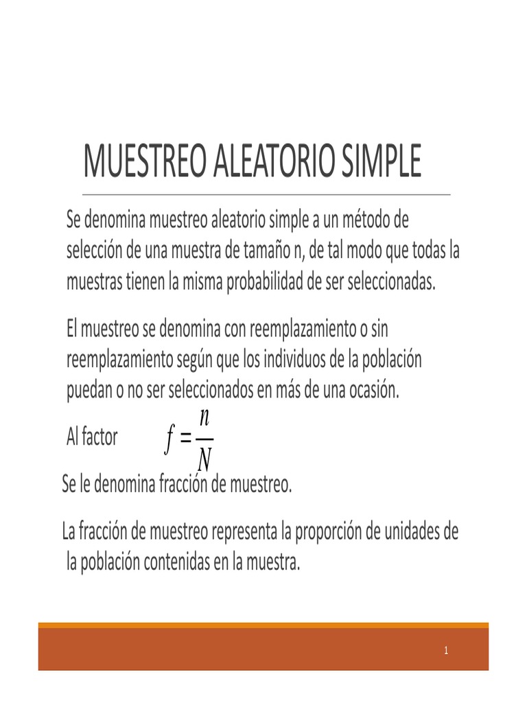 Guía sobre Muestreo Aleatorio Simple | PDF | Muestreo (Estadísticas ...