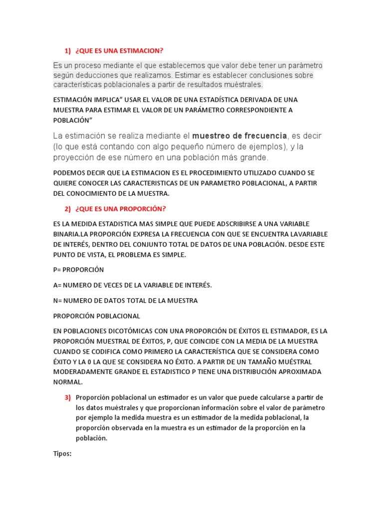 Que Es Una Estimacion | PDF | Muestreo (Estadísticas) | Teoría de la ...