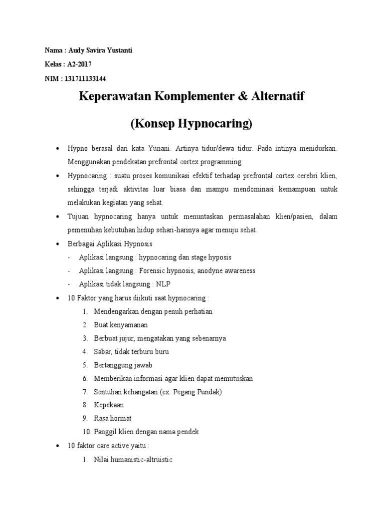 TM 2-3 (Resume) Konsep Hypnocaring | PDF