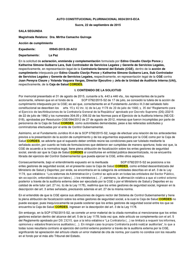2.CP 0024 2015 Eca SCP 0792 2015 S2 PDF | PDF | Derecho Constitucional ...