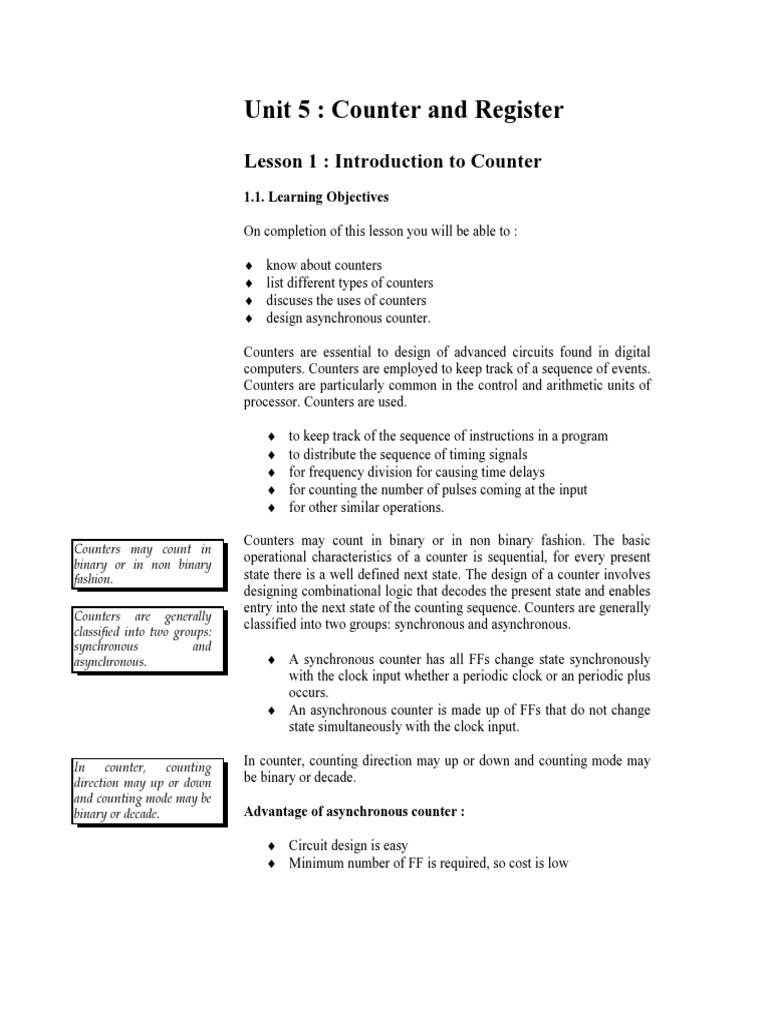 Unit 5: Counter and Register: Lesson 1: Introduction To Counter | PDF ...