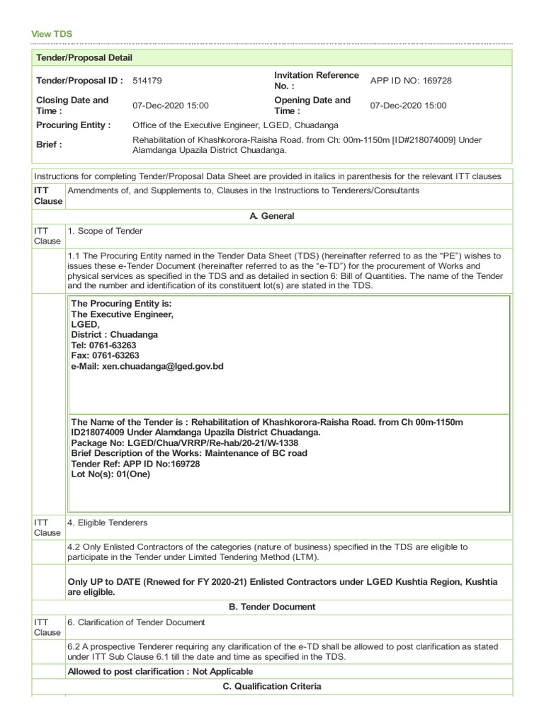 Section2 - E-Tender Data Sheet | PDF | Credit | Finance & Money Management