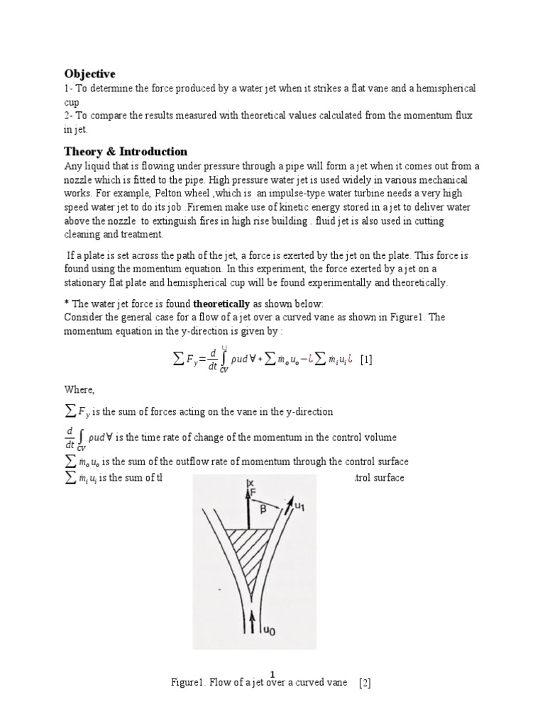 Experiment 4 Water Jet | PDF | Fluid Dynamics | Momentum