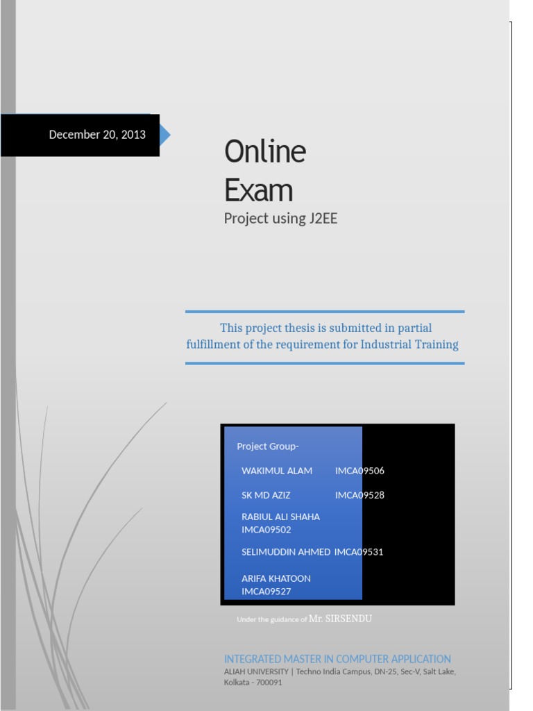 Online Exam: Project Using J2EE | PDF | Test (Assessment) | Internet