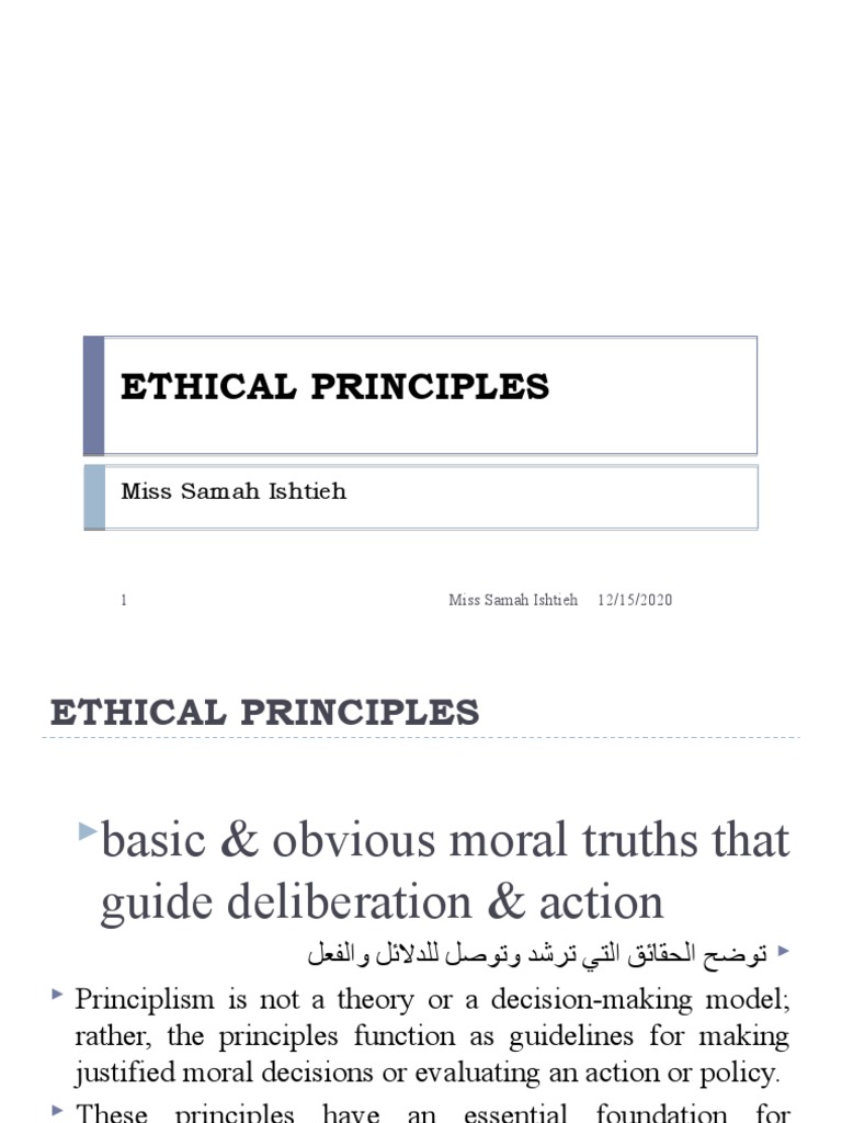 Ethical Principles: Miss Samah Ishtieh | PDF | Autonomy | Nursing