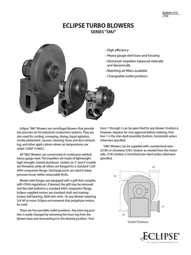 Eclipse Turbo Blowers: Series "SMJ" | PDF | Mechanical Engineering ...
