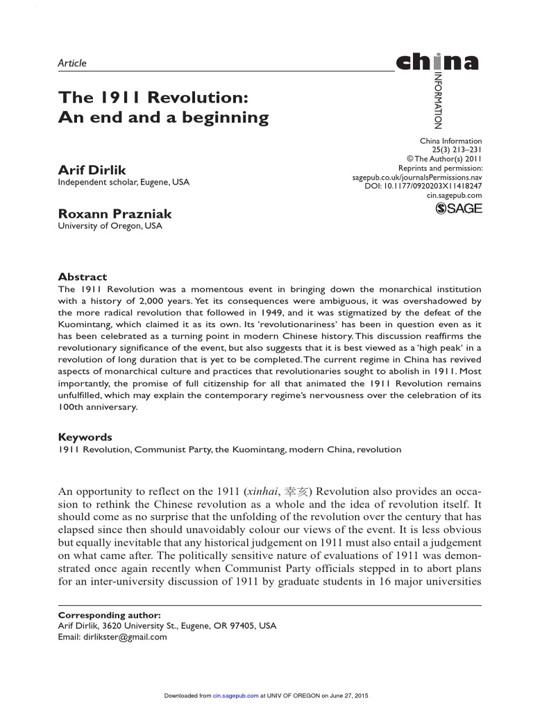 CH Na: The 1911 Revolution: An End and A Beginning | PDF | Kuomintang ...