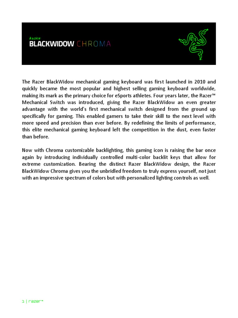 EN-Manual-Razer BlackWidow Chroma US PDF | PDF | Computer Keyboard ...