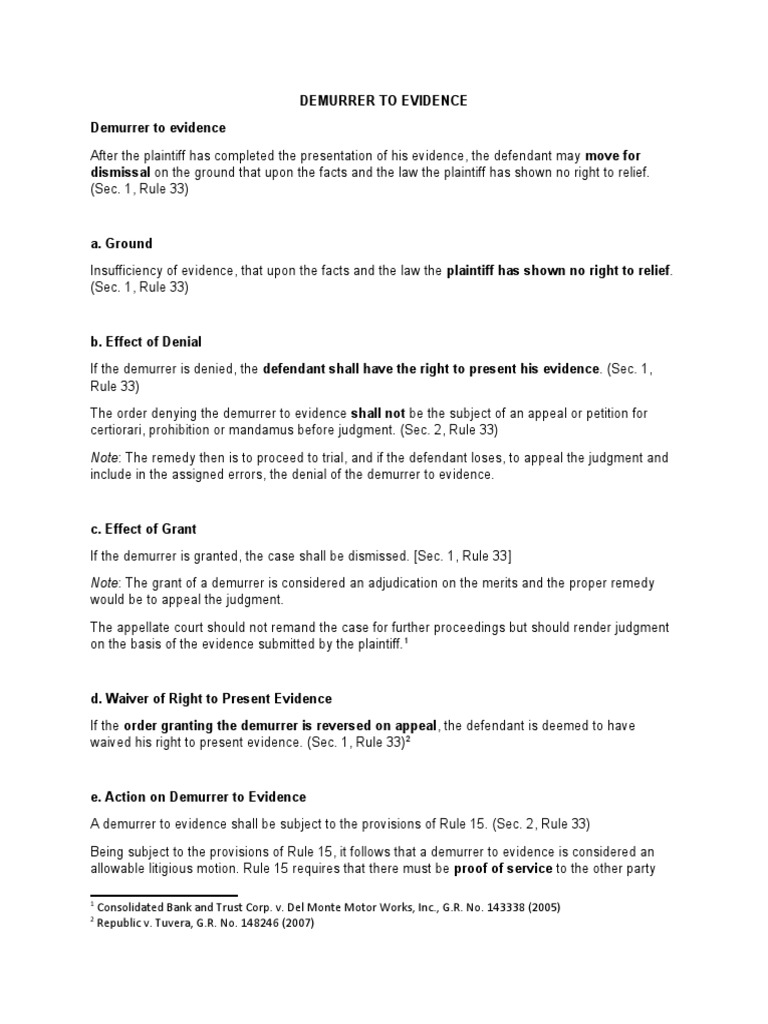 Demurrer To Evidence | PDF | Demurrer | Lawsuit