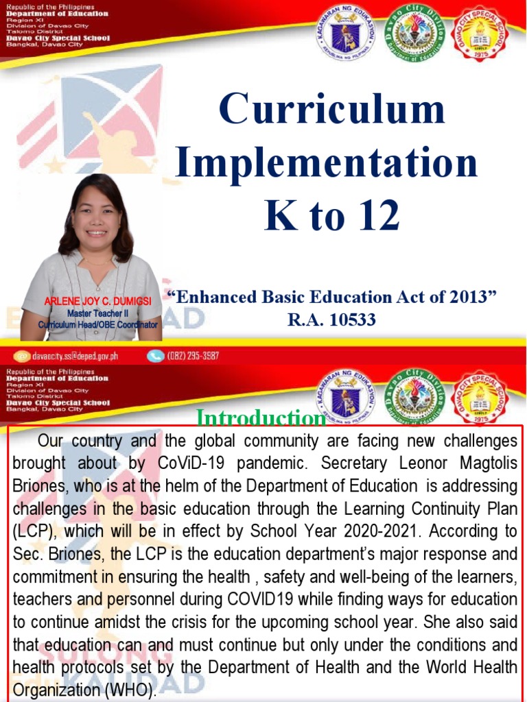 Curriculum Implementation Kto12: "Enhanced Basic Education Act of 2013" R.A. 10533 | PDF ...