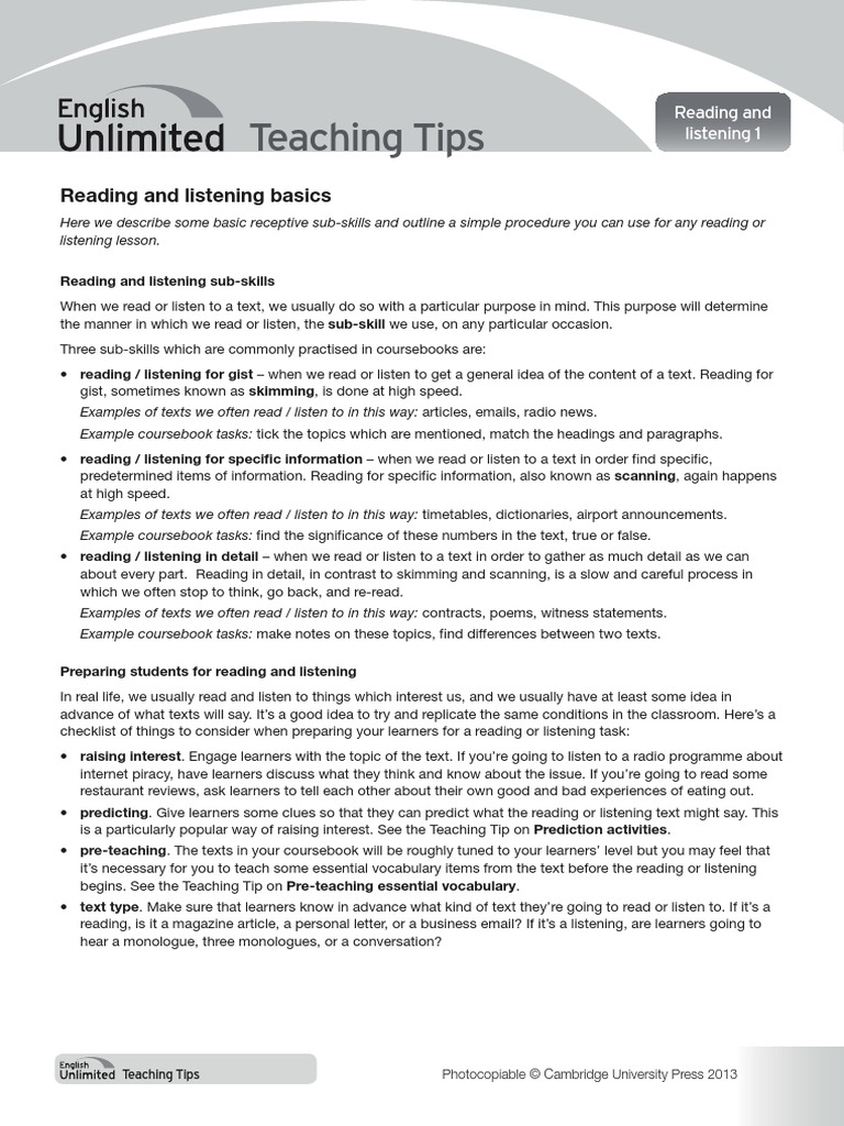 Teaching+Tips Read 01 Basics PDF | PDF | Speed Reading | Vocabulary