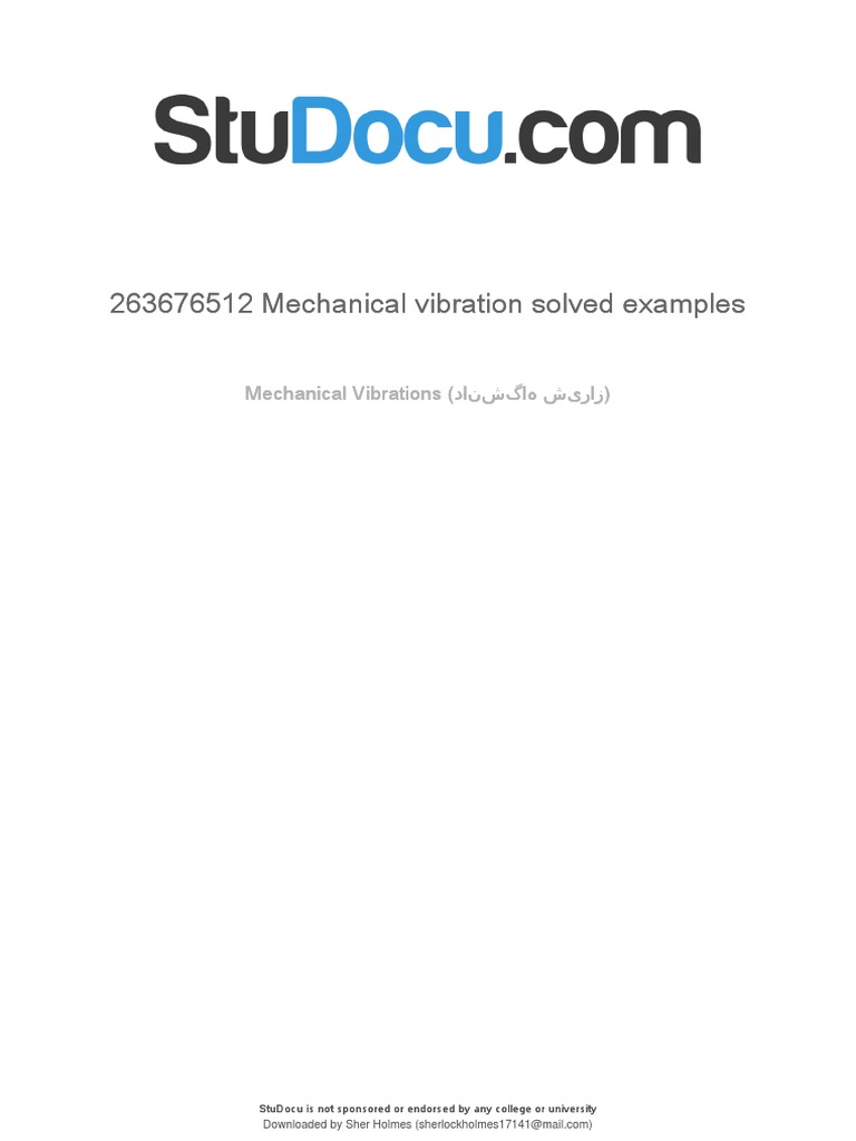 Mechanical Vibrations - Solved Examples PDF | PDF | Equations Of Motion ...