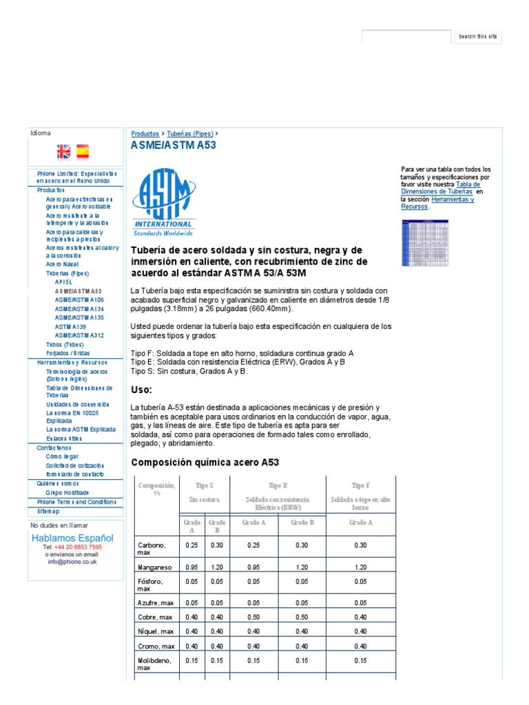 Asme Astm A53 PDF | PDF | Acero | Tubería (transporte de fluidos)